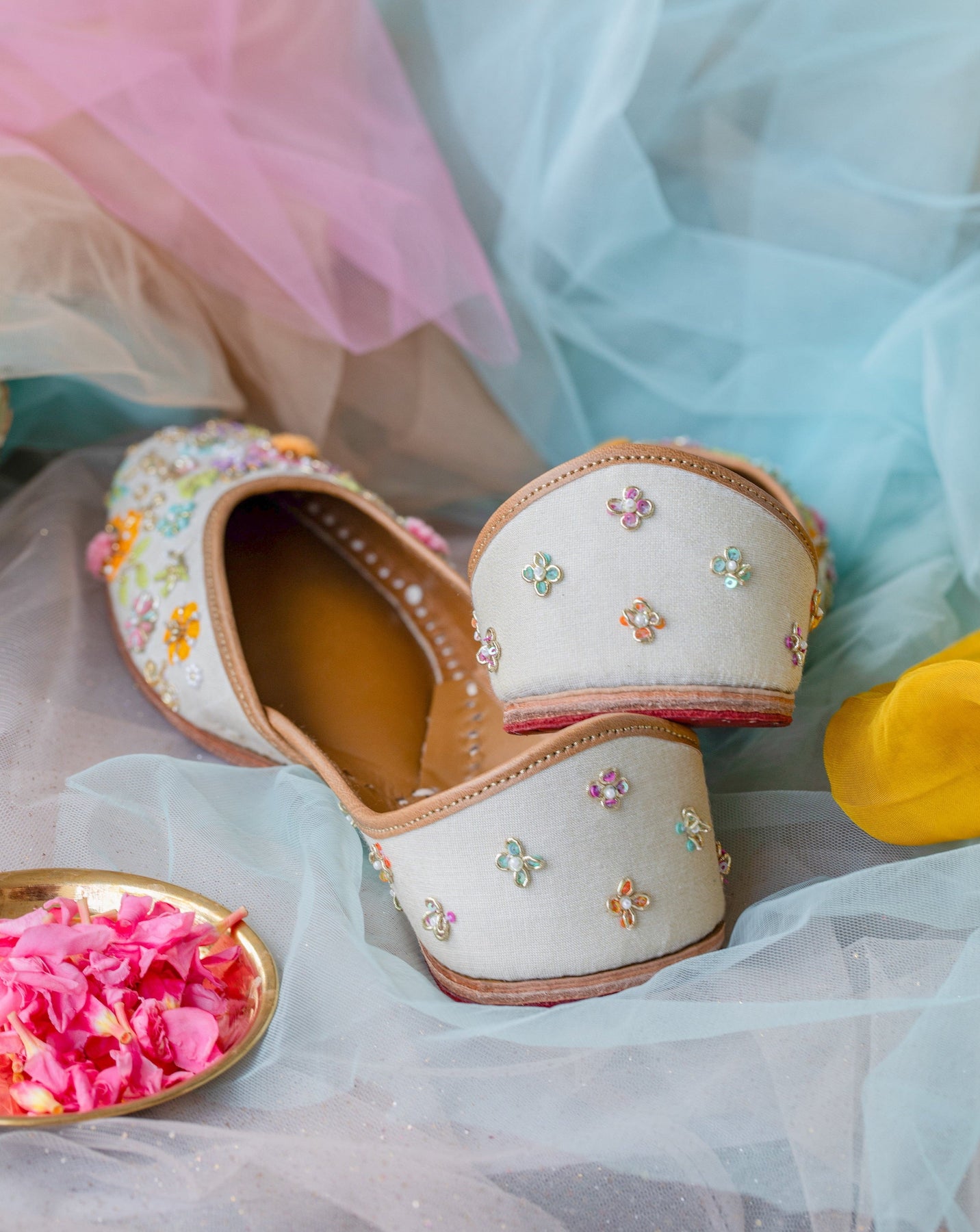Buy Punjabi Juttis for Girls | Designer Jutti - Pastels & Pop
