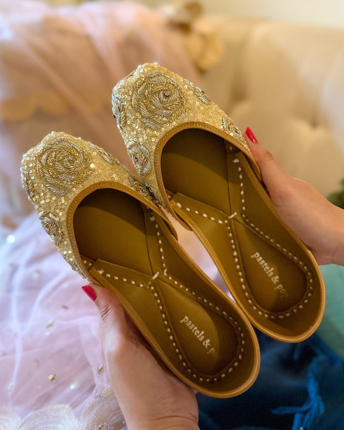 Buy Punjabi Juttis for Girls | Designer Jutti - Pastels & Pop