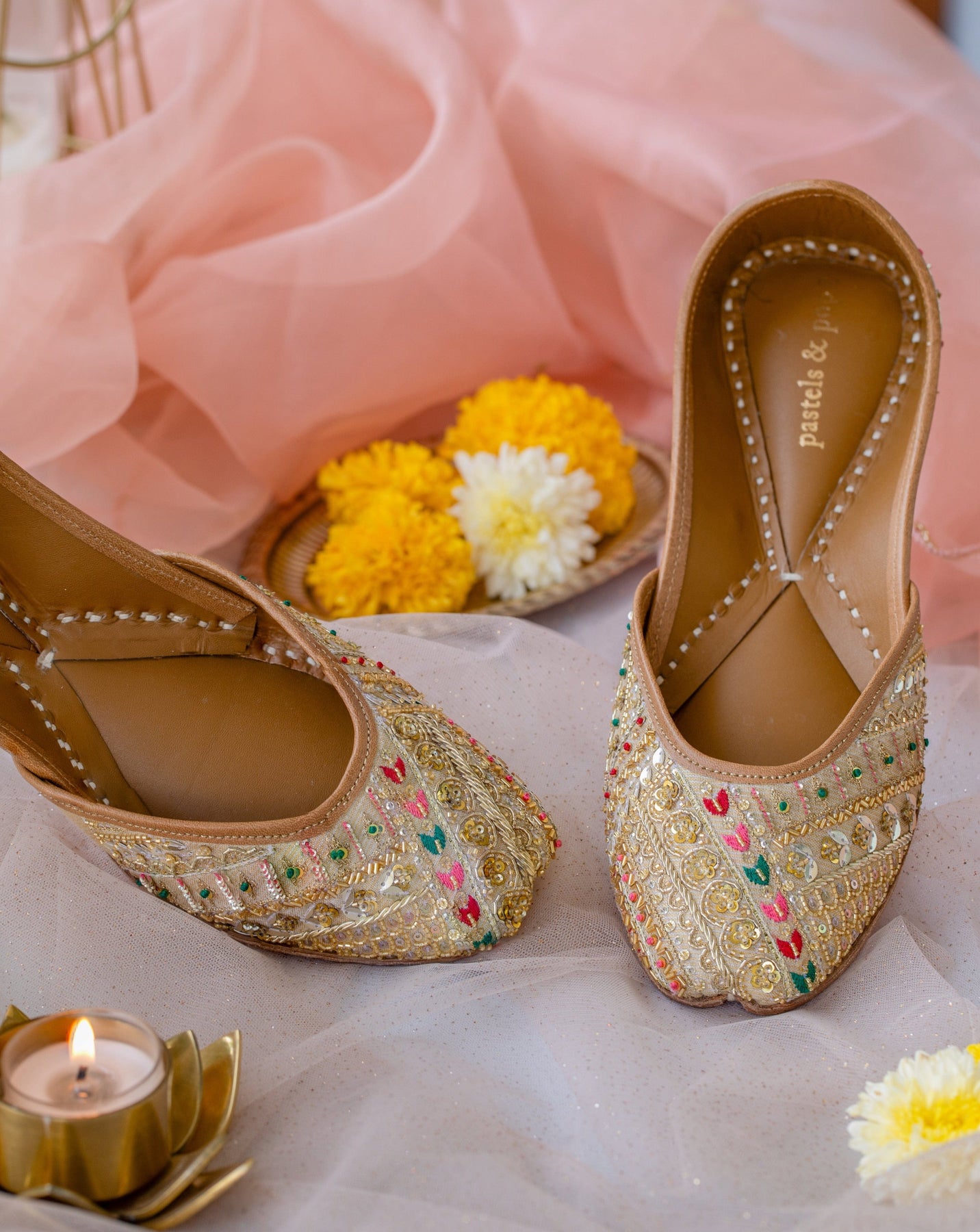Buy Punjabi Juttis for Girls | Designer Jutti - Pastels & Pop