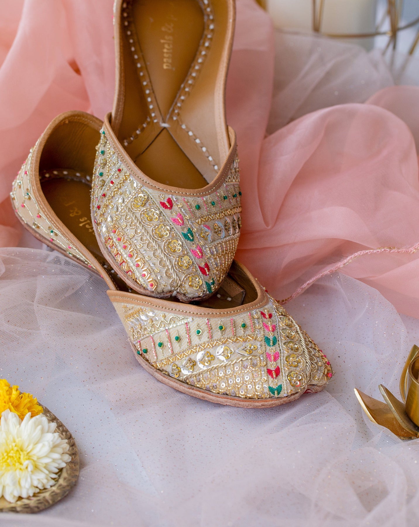 Buy Punjabi Juttis for Girls | Designer Jutti - Pastels & Pop