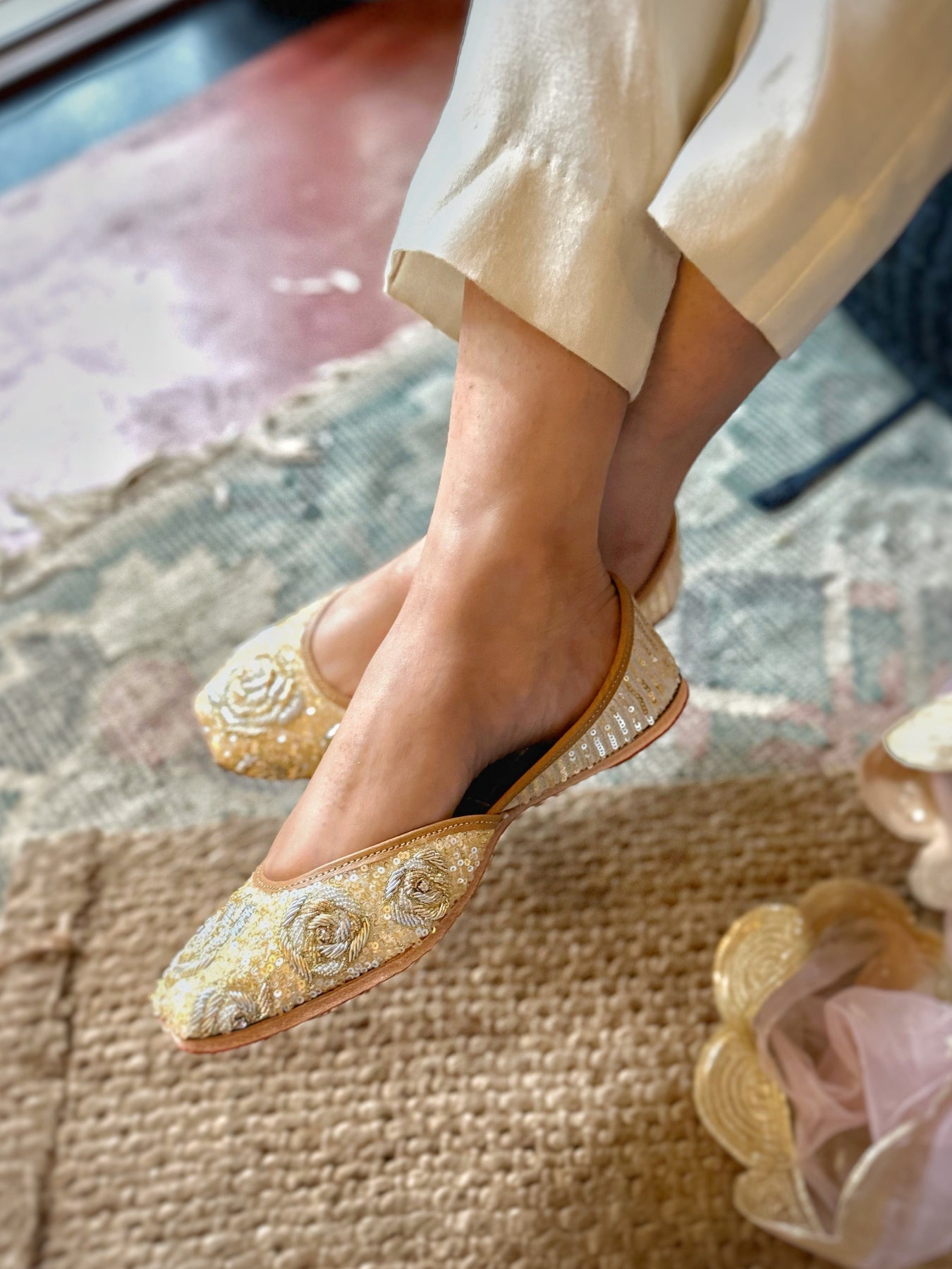 Buy Punjabi Juttis for Girls | Designer Jutti - Pastels & Pop