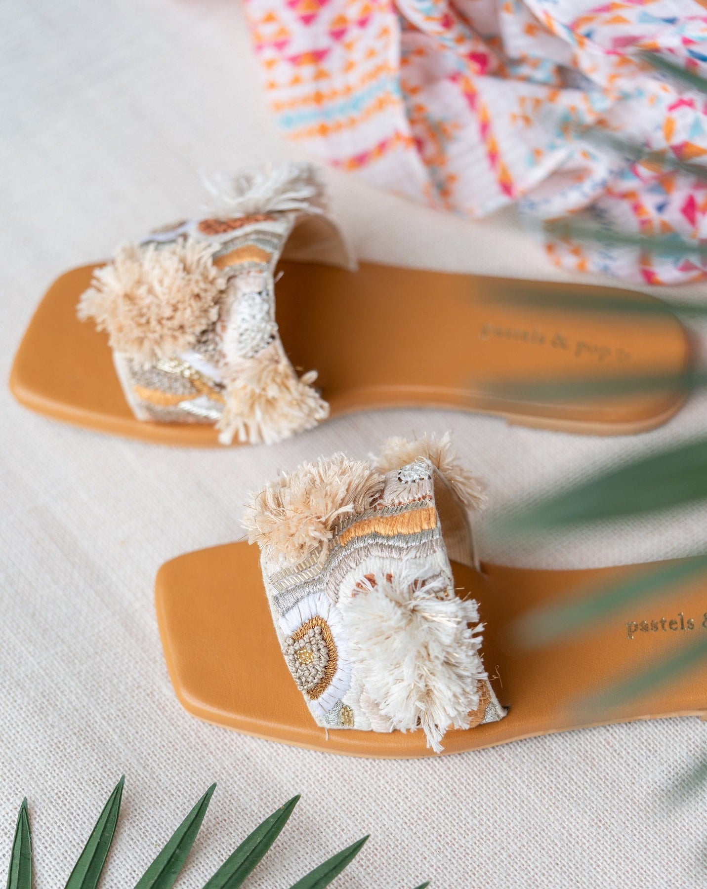 Designer Flat Sandals for Women - pastels & pop