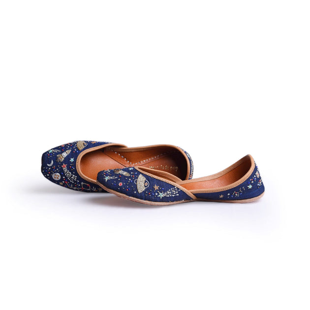 Galaxy : Hand Embroidered Blue Jutti Online- Pastels & Pop