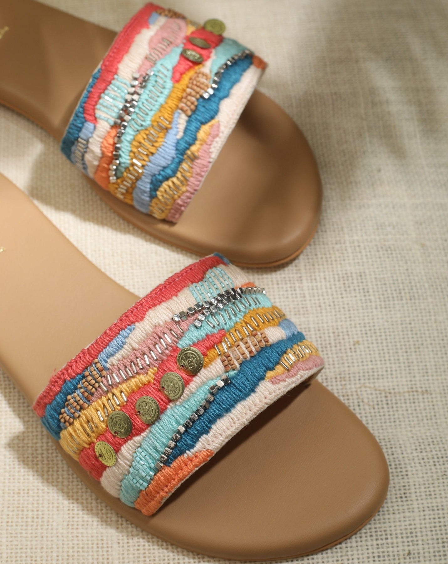 Designer Flat Sandals for Women - Pastels & Pop