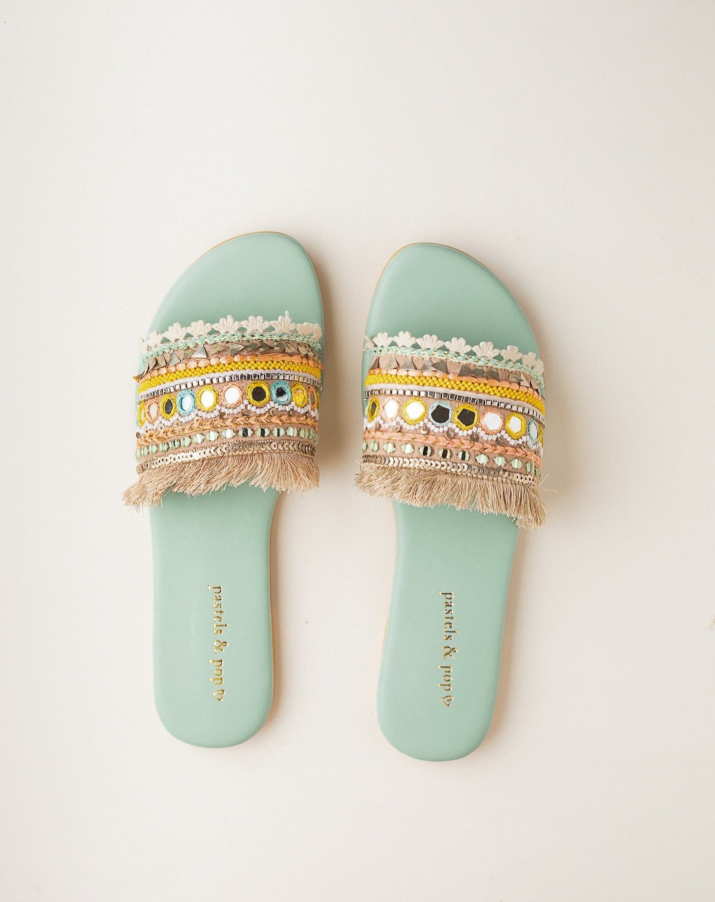 Designer Flat Sandals for Women - Pastels & Pop