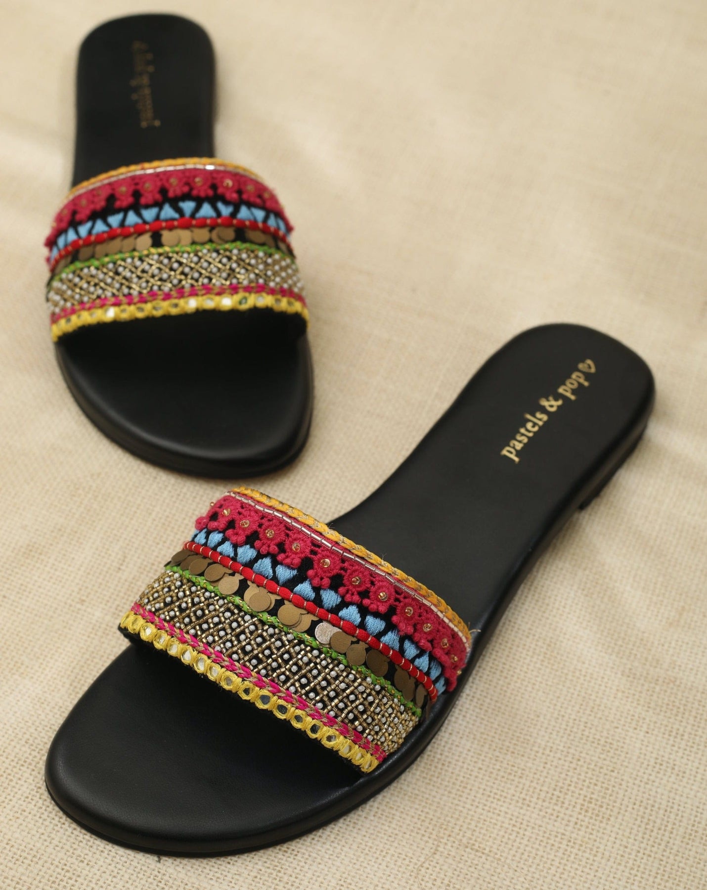 Designer Flat Sandals for Women - Pastels & Pop